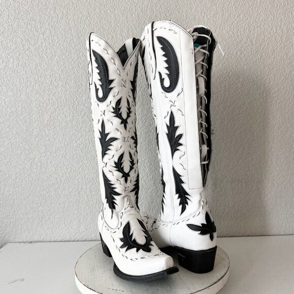 Lane boots | Shoes | Lane Reverie Black White Cowboy Boots Womens 75 ...